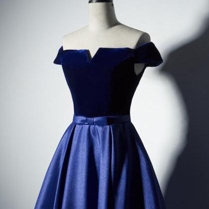 Blue A Line Satin Long Prom Dress Evening Dress on Luulla