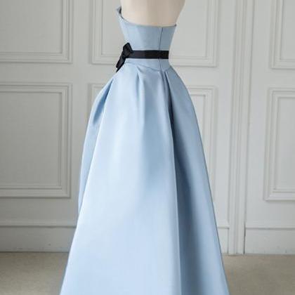 Blue High Split Prom Dress Long Strapless Backless on Luulla