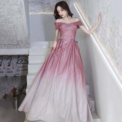 Pink Gradient Long A Line Prom Dress Pink Evening Dress on Luulla