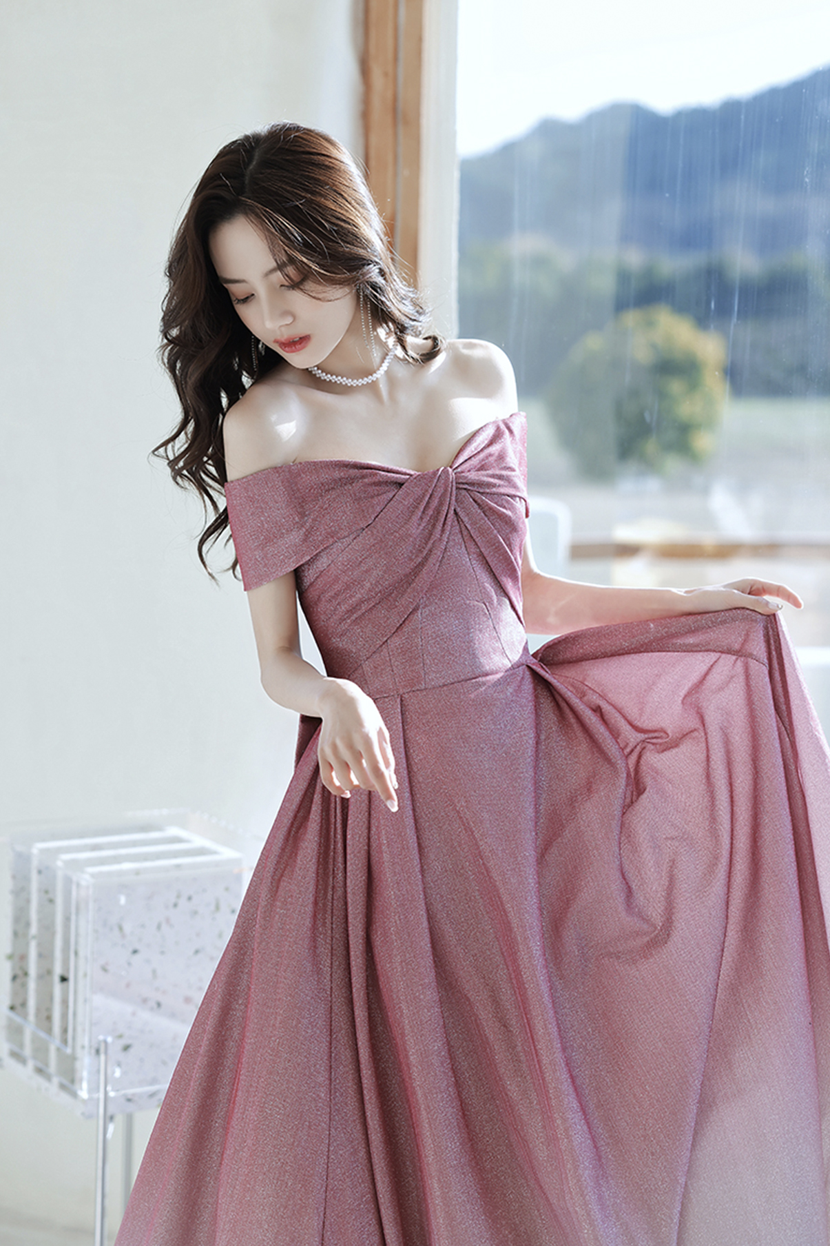 Pink Gradient Long A Line Prom Dress Pink Evening Dress on Luulla