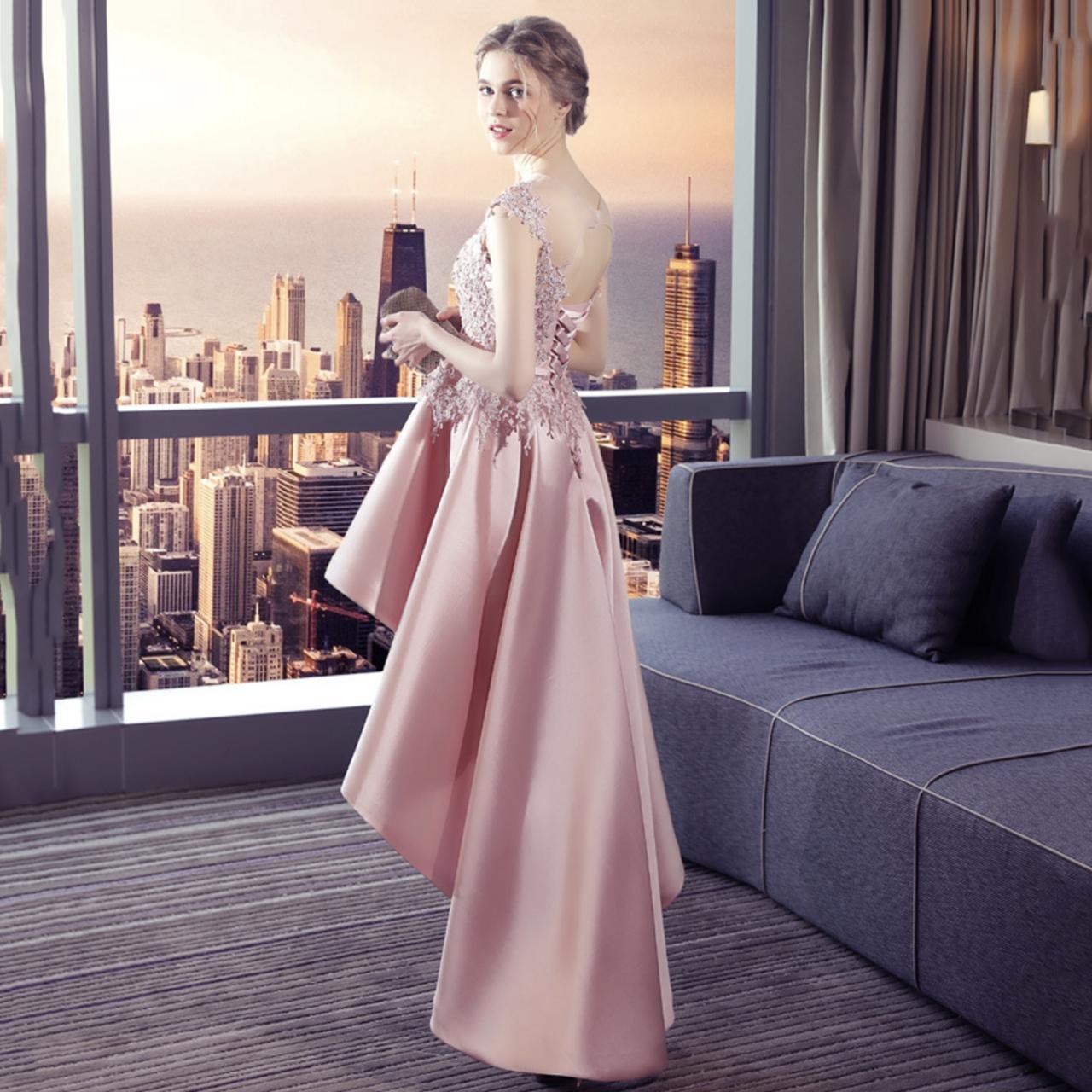 Pink Lace High Low Prom Dress Homecoming Dress On Luulla
