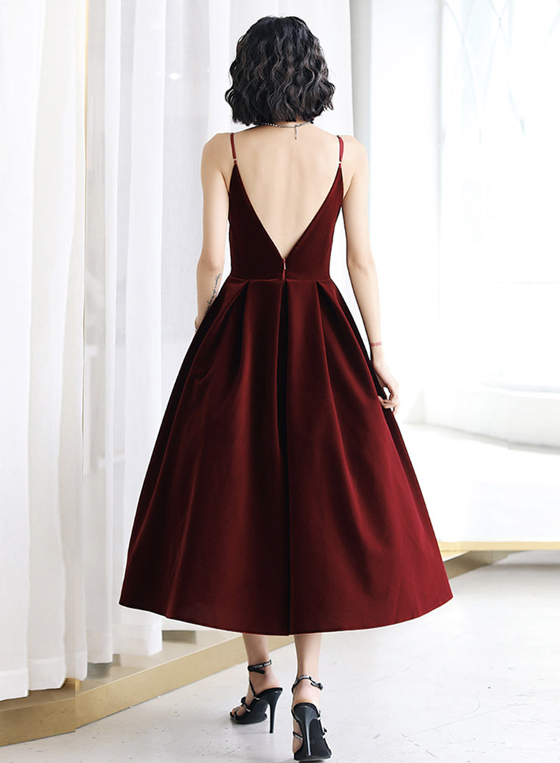 Burgundy Velvet Short Prom Dress Homecoming Dress on Luulla