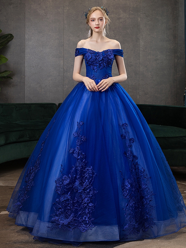 Blue Tulle Lace Long Ball Gown Dress Formal Dress on Luulla