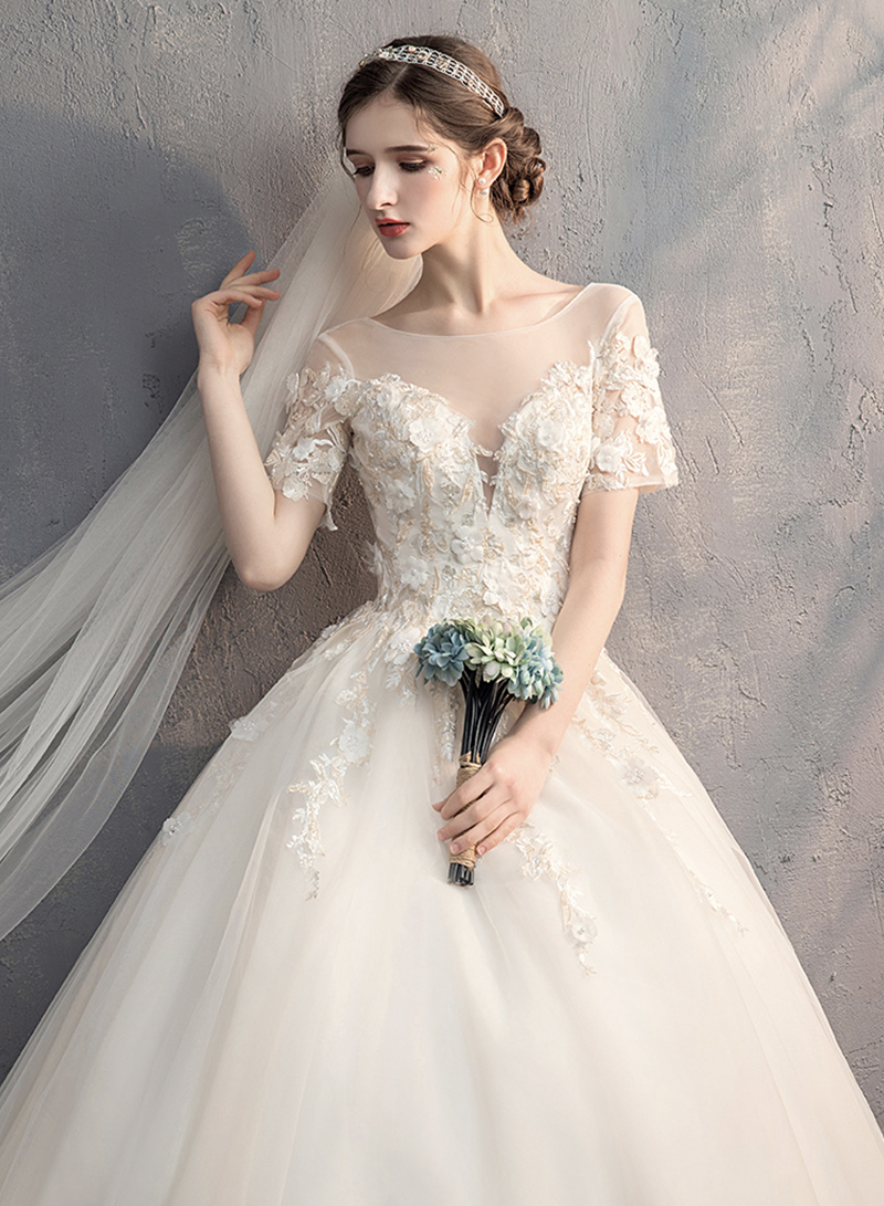 A Line Tulle Appliqué Long Ball Gown Dress Formal Dress on Luulla