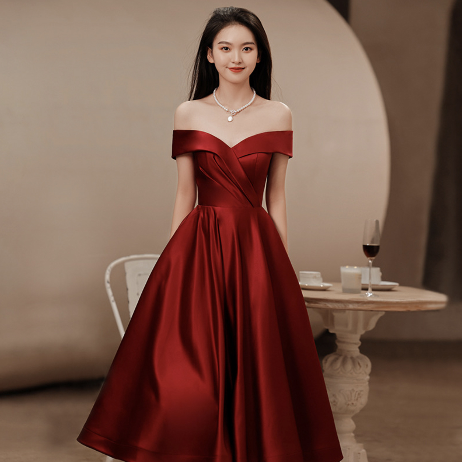Burgundy Satin Short Prom Dress Homecoming Dress on Luulla