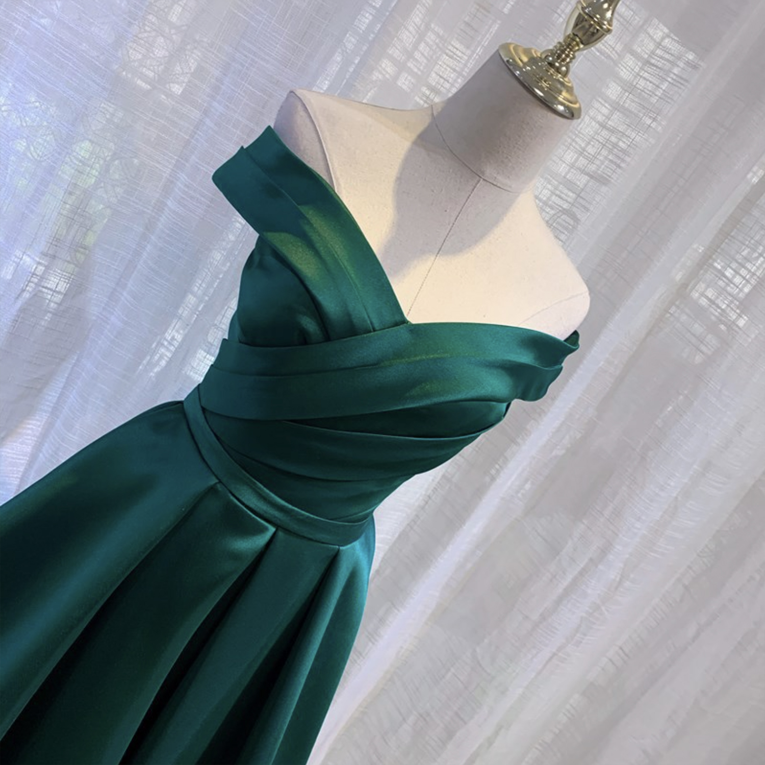 Green Satin Long Prom Dress Green Evening Dress on Luulla
