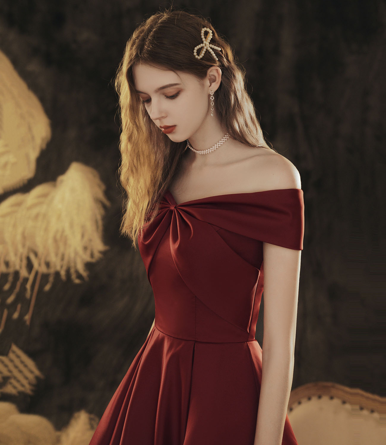 Burgundy Satin Short Prom Dress Homecoming Dress on Luulla